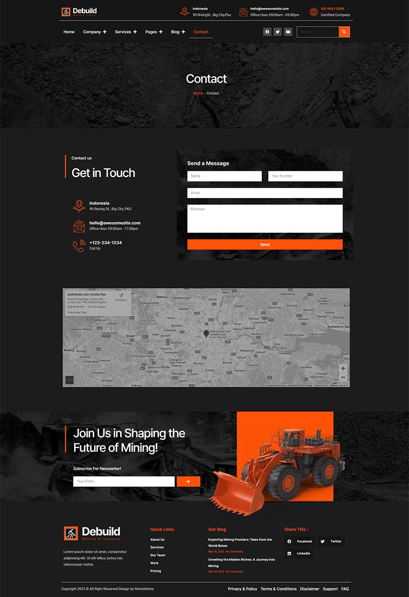 Debuild - Mining & Industry Elementor Pro Template Kit by Rometheme